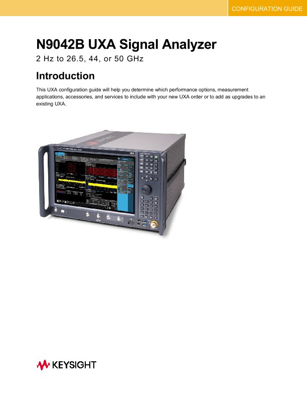 N9042B UXA Signal Analyzer, 2 Hz to 26.5, 44, or 50 GHz PDF Asset Page | Keysight